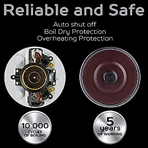 Max Electric Kettle Temperature Control Stainless Steel 1.7 L Tea Kettle, BPA-Free Hot Water Boiler Cordless with LED Light, Auto Shut-Off, Boil-Dry Protection, Keep Warm, 1500W Fast Boiling, Tea pot, Tea kettle, MX-EK01S02