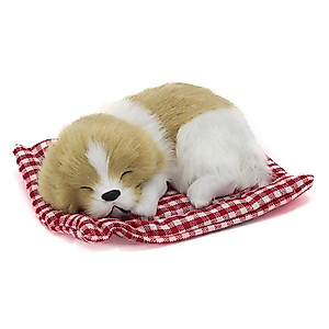 Coolayoung 2Pcs Sleeping Dogs on Pad Doll Toy, Cute Mini Puppy on Pad with Woof Sounds Decor Hand Toy Gift for Kids Boys Girls