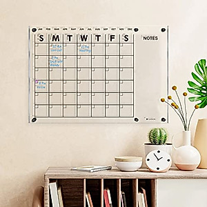 Acrylic Dry Erase Calendar for Wall 23”x16“ Clear Acrylic Wall Calendar White Board Calendar Home Office Calendar