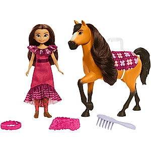 Mattel Spirit Untamed Doll & Toy Horse Set, Miradero Festival Lucky 7-inch Small Doll with Spirit (8-inch) with Long Mane & Accessories