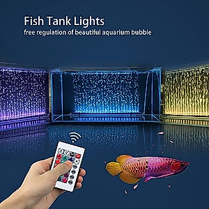 SZMiNiLED Submersible Aquarium Light, Fish Tank Light with Air Bubble Hole, RGB Color Changing Brightness Adjustable IP68 Waterproof Remote Control LED Light for Aquarium Fish Tank