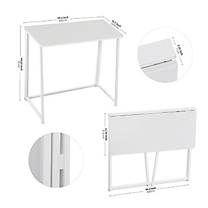 WOHOMO Folding Desk, Small Writing Desk 39.4", Space-Saving Foldable Laptop Table Writing Workstation for Home Office, Easy Assembly, White