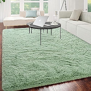 Jocovieh Soft Sage-Green Rugs for Bedroom, 5x7 Feet Fluffy Carpets, Indoor Modern Plush Area Rugs for Living Room Kids Girls Room, Non-Slip Shag Rug for Nursery Home Decor, Green