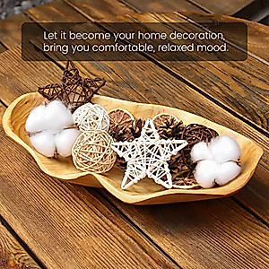 EUARDER Decorative Bowl, Long Wood Serving Bowl, Wooden Dough Bowl For Home Decor, Dining Room, Kitchen Table, Coffee Table Decor Centerpiece, Farmhouse Decor, Large (13.2")