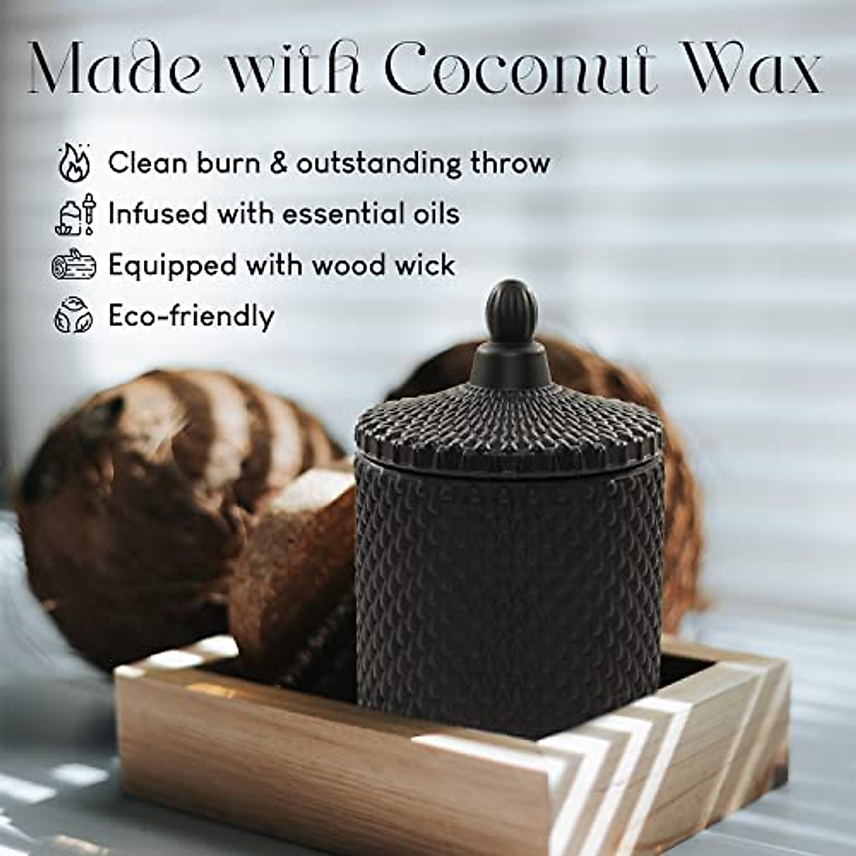 Pretty Lit Scents Mancave Luxury Scented Candles | Cedarwood &amp; Mahogany Candles for Men | Coconut Wax &amp; Essential Oils | Black Candles for Home Scented | Gifts for Men | 84 Hr Burn Time (12oz)