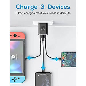 USB Wall Charger, Upgraded UL Certified 3-Pack 3-Port 3.1A Charging Block USB Plug Cube Compatible for iPhone 11/Xs/XS Max/XR/X/8/7/6/Plus,iPad Air/Mini,Galaxy10/9/8/7,Note9/8,Nexus and More