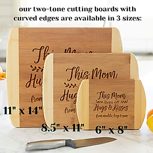 Personalized Wedding Gift for Couples - Engraved Bamboo Cutting Board - Engagement Gifts or Bride to Be Gifts - Mr & Mrs Gift (6x8 Two Tone Rounded, Harrison Design)