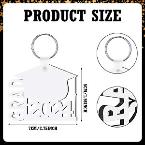 Trnayi 24 Pcs Graduation Sublimation Blanks Keychains Class of 2024 Graduation Heat Transfer Keychains DIY(Grad 2024 Style)