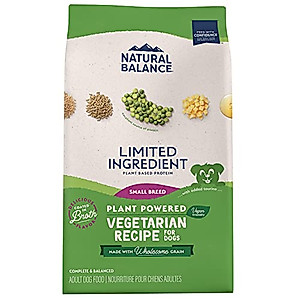 Natural Balance Limited Ingredient Small Breed Adult Dry Dog Food with Vegan Plant Based Protein and Healthy Grains, Vegetarian Recipe, 4 Pound (Pack of 1)