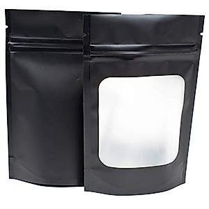PROGRESS Online » Stand up bottom 110 Pieces Smell Proof Thick Black Mylar Resealable Foil Bags With Window Airtight Ziplock Top Heat Sealable Food Safe Matte Black (4X6 inches)