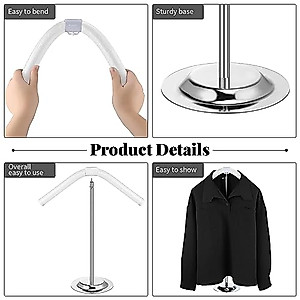 Amyhill Flexible Shoulder Stand Adult Adjustable T Shirt Display for Vendors Black Metal Clothes Hanger Rack Portable Hanging Clothing Display for Drying Iron Steaming Garment Coat Holder (1 Piece)