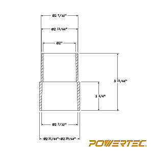 POWERTEC 70141 2-1/2-Inch to 2-1/4-Inch Reducer