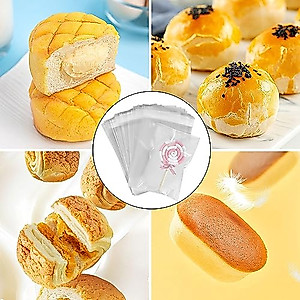 Ghims 100PCS Clear Cellophane Bags, Cellophane Treat Bags, Clear Gift Bags, 1.4 mils Thick Self Sealing OPP Cello Bags for Bakery Cookies Goodies Favor Decorative Wrappers (3.9" x 5.9")