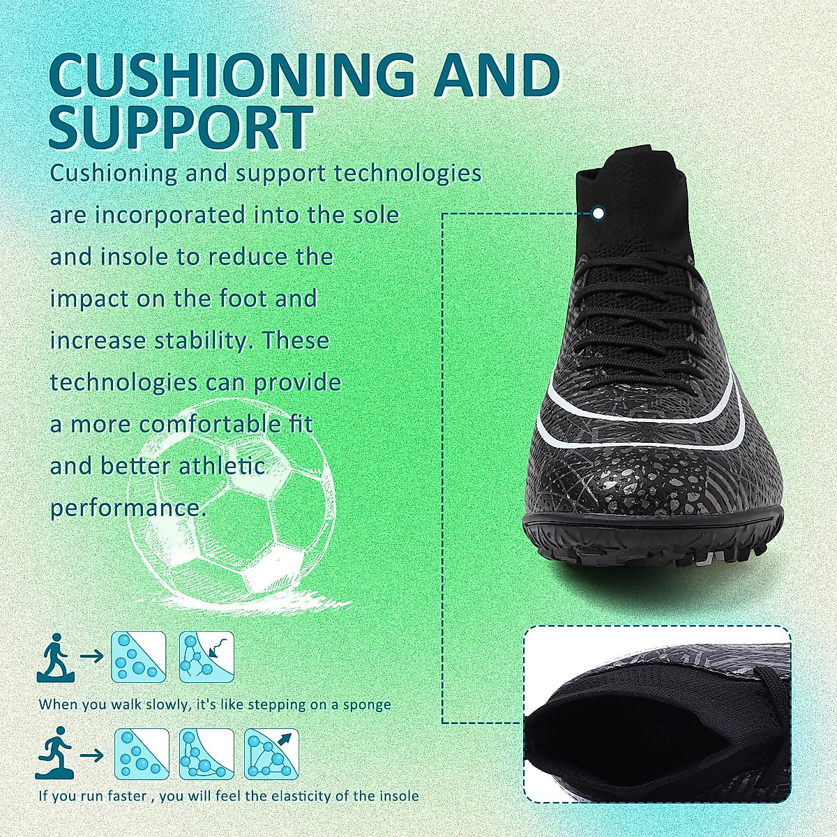 Soccer Cleats Mens Women Football Cleats for Big Boy Indoor Soccer Shoes Tacos de Futbol para Hombre Zapatos de Futbol para Hombre High Top Football Shoes Youth Futsal Shoes Football Boots TF