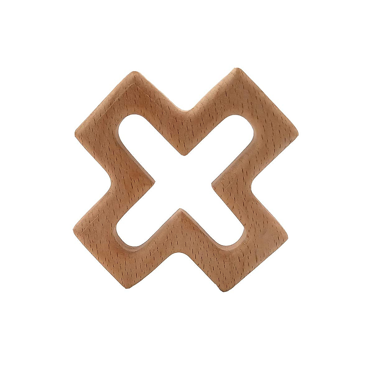 Arakierst 10pcs Organic Wood Cross Pure Natural Animal Shape Beech Wooden Handmade Grasping Pattern DIY Pacifier Chain Pendant