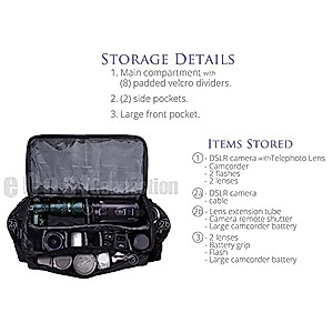 eCostConnection Extra Large Soft Padded Water Resistant Camcorder Equipment Gadget Bag/Case for Canon XA10, XA20, XA25, XH-G1s, XL2 and More Cameras Camcorders and DSLR