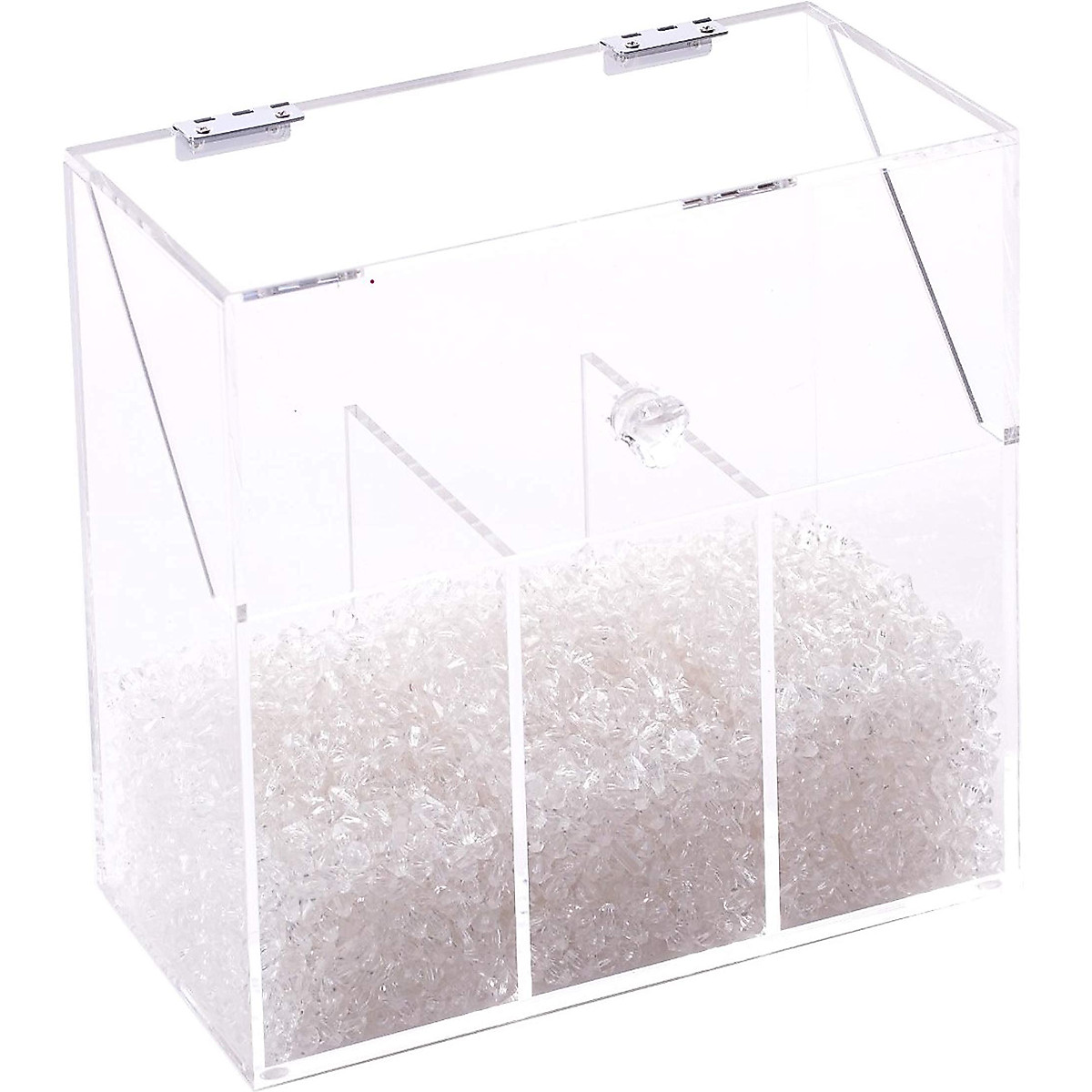 FOOCORDDY Covered Makeup Brush Holder with Dustproof Lid and Pearls Beads, Large Capacity Acrylic Clear Cosmetic Brush Storage Organizer for Vanity