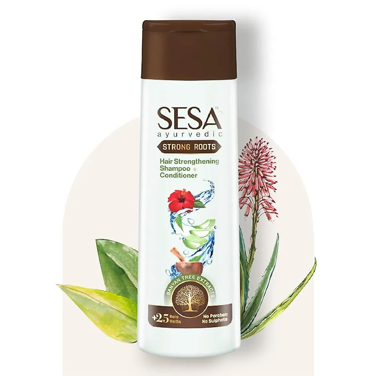 SESA Ayurvedic Strong Roots Hair Shampoo And Conditioner 200Ml Strengthening Roots Nourishes Scalp Paraben & Sulphate Free For Men & Women, 6.76 oz
