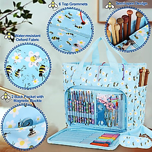 Coopay Crochet Tote Bag Large Capacity Knitting Bag, Portable Yarn Storage Bag for All Knitting Crochet Supplies, Knitting Organizer Bag for Beginners Adults Youth/Knitting Crochet Lovers