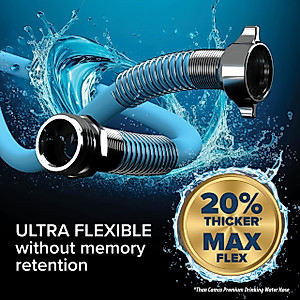 Camco EvoFlex 25-Foot Drinking Water Hose | Features an Extra Flexible Construction | Stainless Steel Strain Reliefs on Each Hose End | Ideal for RV and Marine Use (22594)