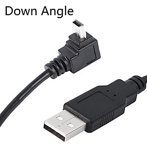 CERRXIAN 9.8FT 90 Degree Mini USB Cable, Angle Mini USB B Male to USB A 2.0 Male Data Sync and Charging Cable for Garmin Nuvi GPS,Canon,Dash Cam (3m, Black Down Angle)