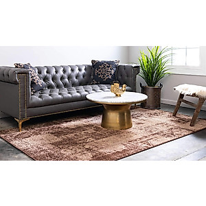 Unique Loom Autumn Collection Modern Contemporary Casual Abstract Area Rug (Brown/ Beige Solid, 9 x 12 ft Rectangular)