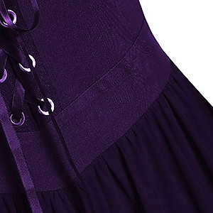 Rose GAL Women's Plus Size Cold Shoulder Butterfly Sleeve Gothic Halloween Dress (Purple, 2XL)