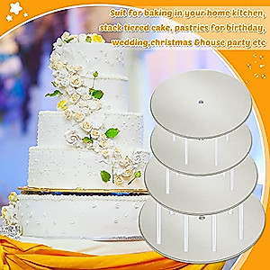 112 Pieces Cake Board Kit Sturdy Round Cake Board 4 Inch, 6 Inch, 8 Inch, 10 Inch with Parchment Paper Round and Plastic Cake Dowel Rod Cake Separator Plate for Tiered Cake for Party Wedding Birthday
