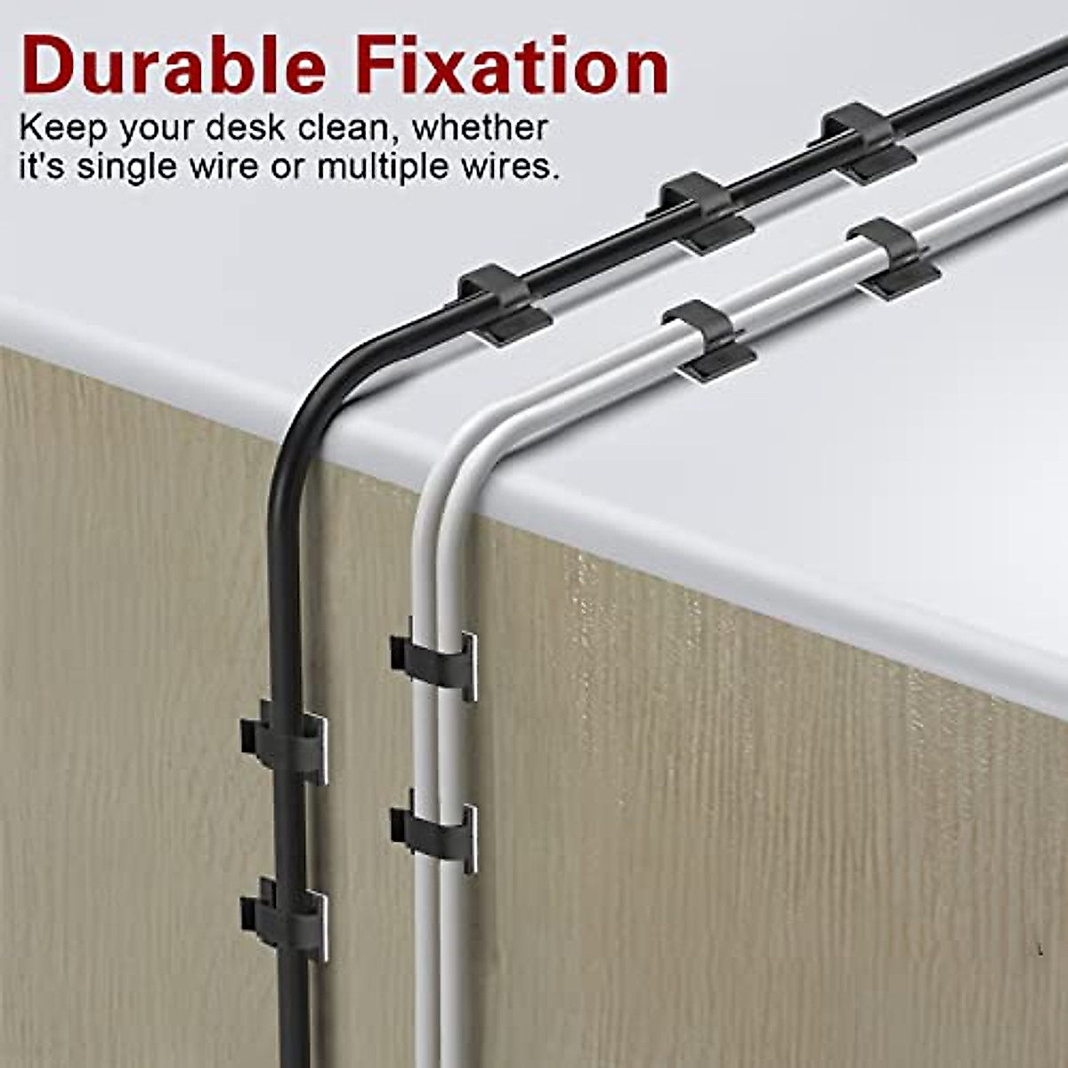 XHF 0.63” Adhesive Cable Wire Clips Black 60pcs, Outdoor Cable Management Wire Organizer Cord Holder for Under Desk, Car, Wall, TV PC Ethernet Cable