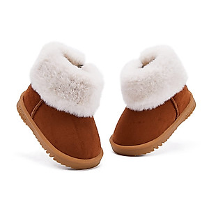 BMCiTYBM Baby Snow Winter Boots Girls Boys Cold Weather Faux Fur Shoes 6 12 18 24 Months Brown Size 6-12 Months Infant