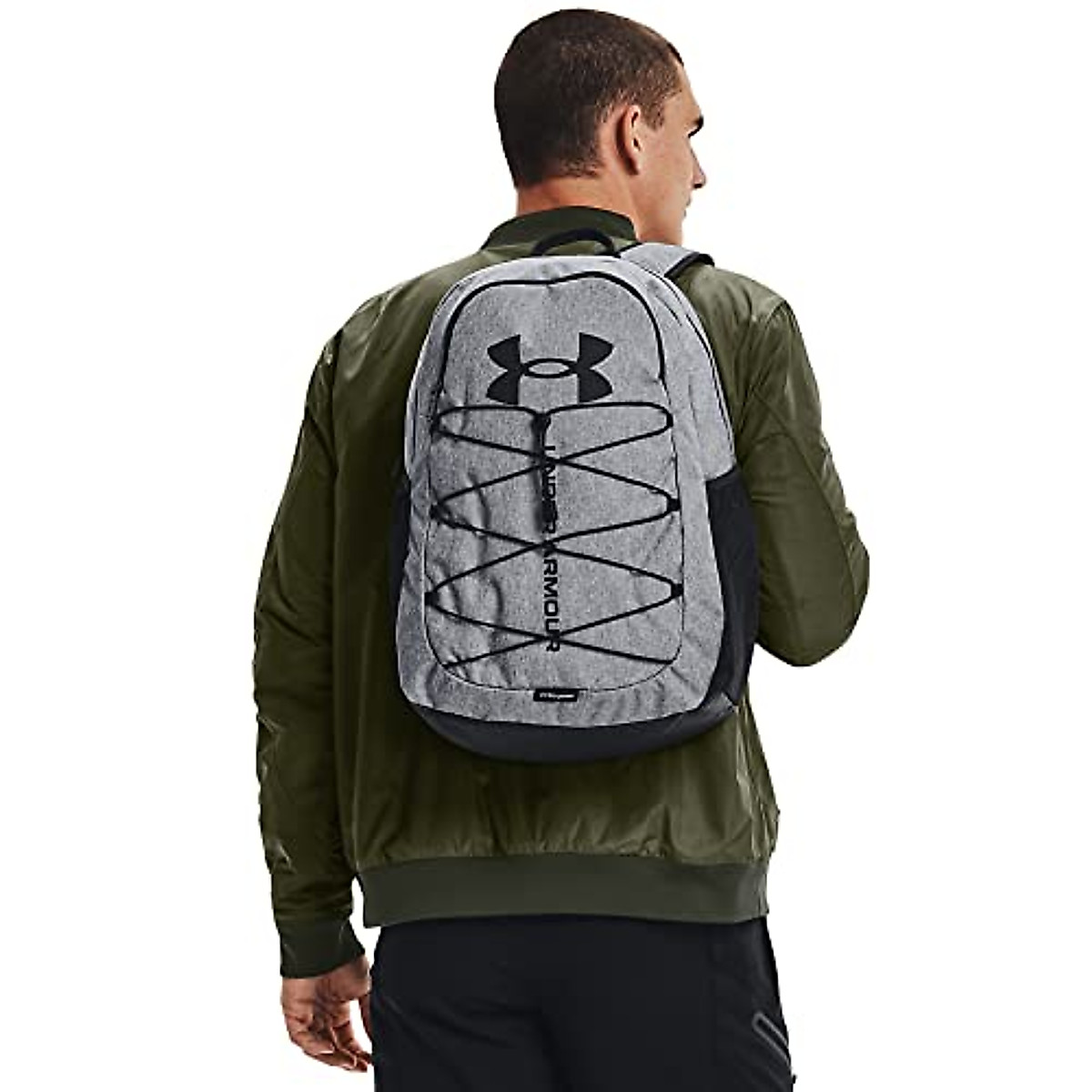 Under Armour Adult Hustle Sport Backpack , Pitch Gray Medium Heather (012)/Black , One Size Fits All