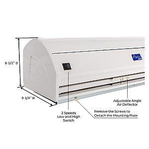 Awoco 36" Elegant 2 Speeds 900 CFM Unheated Indoor Air Curtain with an Easy-Install Magnetic Door Switch