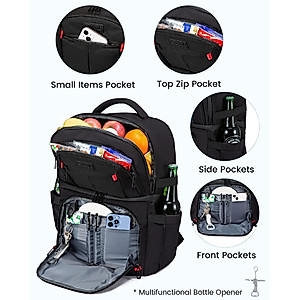 Sucipi Cooler Backpack 54 Cans, Leak-Proof Insulated Backpack with 4 Ice Packs, Double Deck Cooler Bag Up to 12 Hours,Soft Lightweight Lunch Backpack for Men Women to Work Beach Camping Picnic (Black)