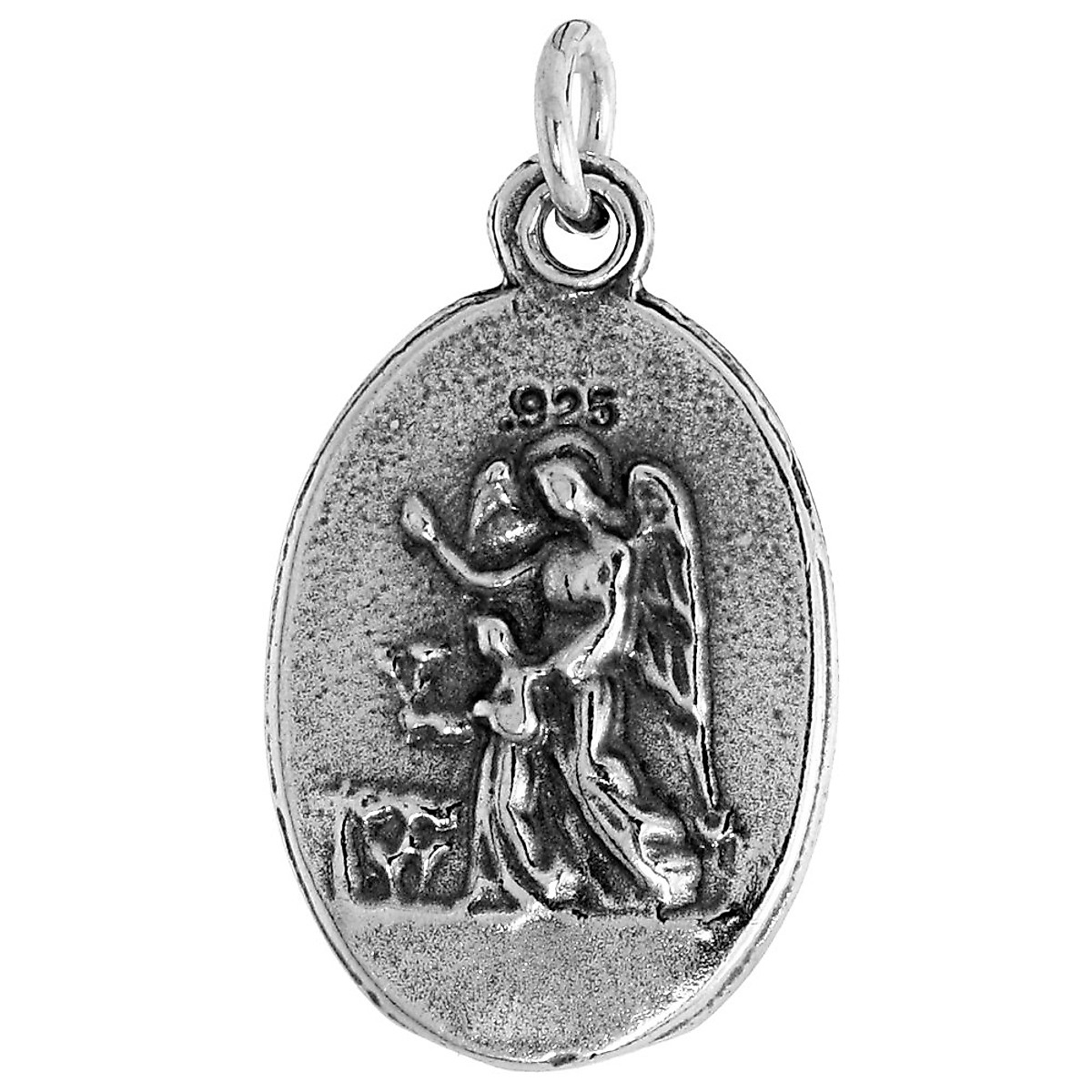 Sterling Silver St Raymond Nonnatus Medal Pendant Oxidized finish Oval 7/8 inch