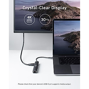 Anker USB C Hub Adapter, 5-in-1 USB C Adapter with 4K USB C to HDMI, Ethernet Port, 3 USB 3.0 Ports, for MacBook Pro, iPad Pro, XPS, Pixelbook, and More