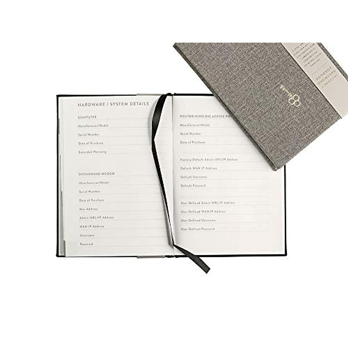 Eccolo Password Keeper Book with Alphabetical Tabs, Discrete Computer and Website Login Password Book and Organizer, Hardcover Pocket Size Journal Notebook for Everyday Use (Black, 5.75x4 inches)