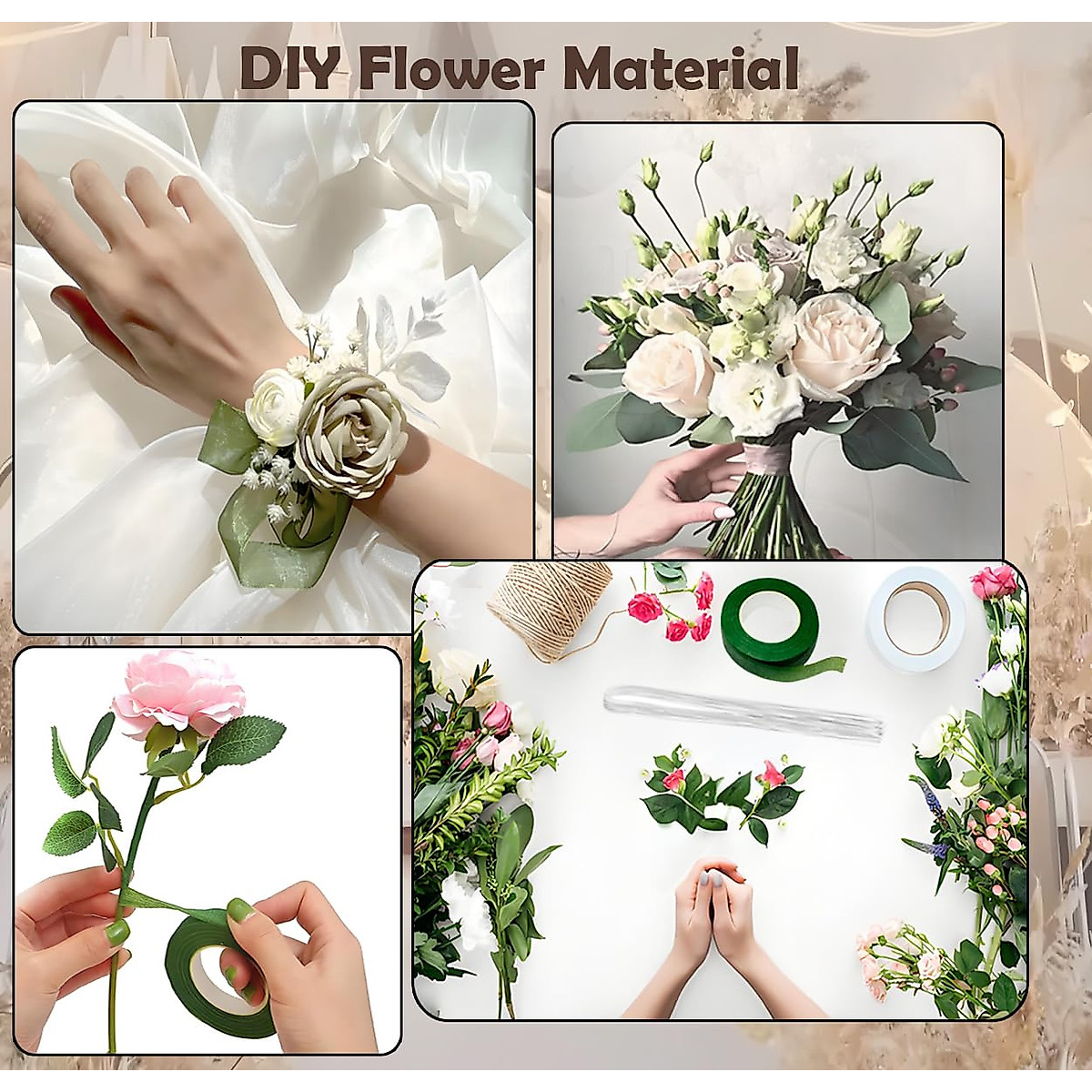 WarmValley 12Pcs Corsage Wristlet Wrist Corsage Bracelets, Wedding DIY Corsage Wristlet Band, Faux Leather 8.9 x 1in Sequin Corsage Kit, Accessories for Bridesmaid Bridal Shower Party Prom