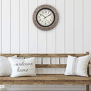 La Crosse 433-3833 13-inch Weaver Indoor/Outdoor Rattan Analog Quartz Wall Clock, Brown