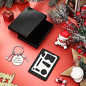 Yinkin Dad Keychain Key Rings Dad Gifts Stocking Stuffers for Men Multitool Credit Card Father's Day Gift Multi Functional Tool Stainless Steel Wallet Bottle Opener