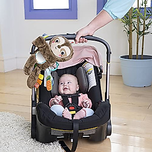 Bright Starts Slingin’ Sloth Travel Buddy Plush Stuffed Animal Take-Along Stroller or Carrier Toy, Ages 0 Month+