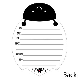 Big Dot of Happiness Happy Little Ladybug - Shaped Fill-In Invitations - Baby Shower or Birthday Party Invitation Cards with Envelopes - Set of 12