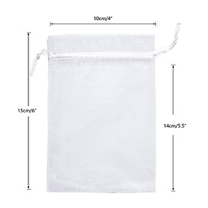 joycraft 50Pcs Organza Bags, 4x6 inch Gift Favor Bags, White Wedding Favor Bags, Jewelry Pouches with Drawstring, Mesh Bags Drawstring for Jewelry, Festival, Makeup, Candy, Desserts