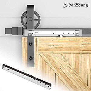 2PCS Stainless Steel Barn Door Soft Close Mechanism, Adjustable Tension Spring Buffer Damper, Hole-Free/Drilling Perfect for Silver Flat Track for Door Weight 77-132 Pounds with Actuator Spacers