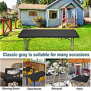 6 Pieces Spandex Tablecloth Stretch Fitted Tablecloth Polyester Fitted Picnic Table Cover Washable Folding Table Cover Rectangle Tablecloth with Elastic for Picnic Party(Black,60 x 30 x 30 Inch)