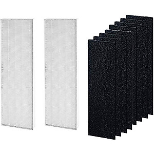 Nispira HEPA Filter Set Replacement Compatible with Fellowes AeraMax 90 100 DB5 DX5 Air Purifier. Compared to Part 40101701 9287001 9324001, 2 Sets (HEPA + Activated Charcoal Pre Filter)
