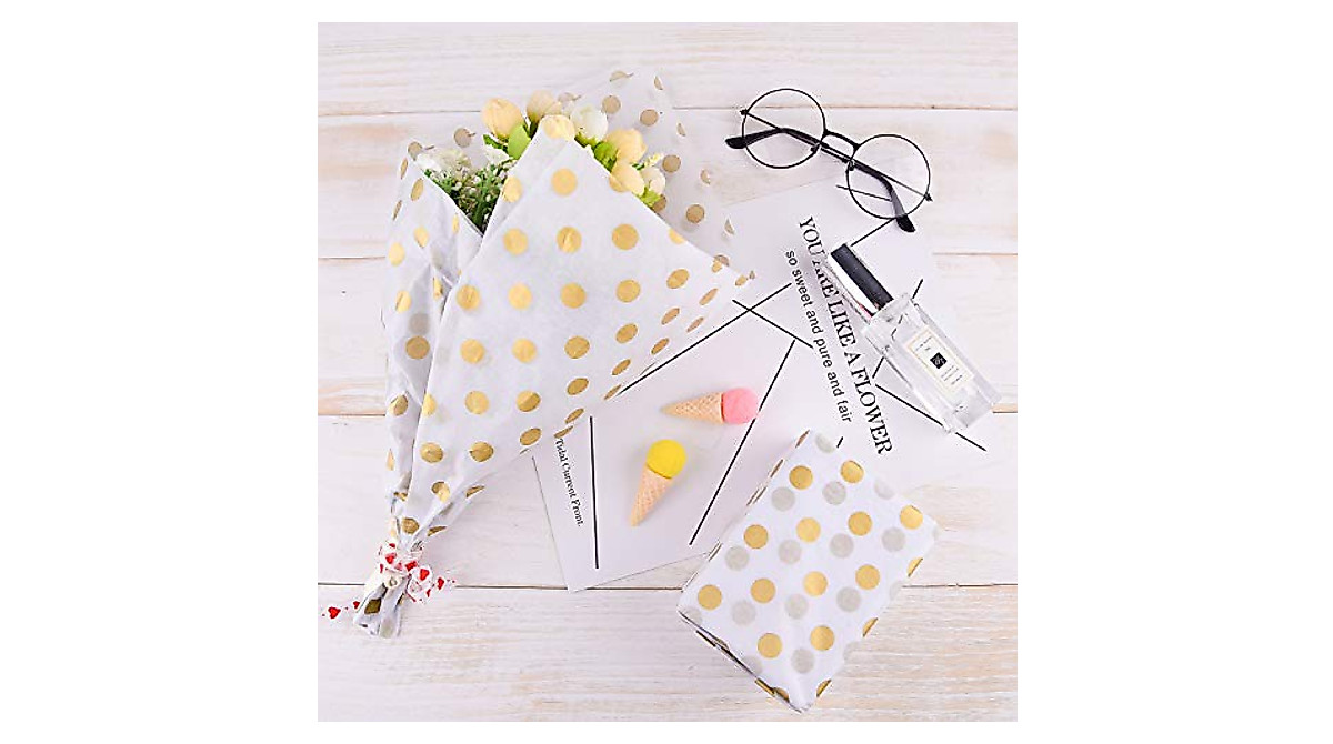 Gold White Tissue Paper Bulk - 100 Elegant Sheets for Gift & Party