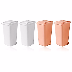 HANABASS Car Trash Bin Pencil Cup Desktop Organizer 4pcs Small Trash Can Mini Trash Bin with Lid Desktop Organizer Pen Holder Garbage Truck Toy Garbage Trucks Trash Cans