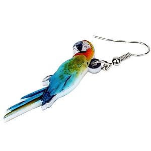 NEWEI Acrylic Macaw Parrot Earrings Dangle for Women Charm Hawaiian Jewelry Accessories (Multicolor)