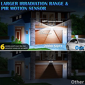 VENSSTNOR Solar Motion Sensor Flood Lights Outdoor - 496LEDs 3500LM 3 Lighting Modes 3 Levels Brightness, 6 Heads 360° Illumination, IP65 Solar Security Lights,for Porch Yard Patio Garage(2 Packs)