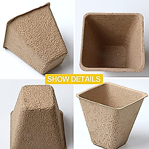 EHWINE Peat Pots, 100 Pack 3.15 Inch Square Seed Starter Tray Seedling Pots Organic Peat Pots for Seedlings Seed Starter Pots Kit Seedling Trays, Bonus 100 Pcs Plant Labels